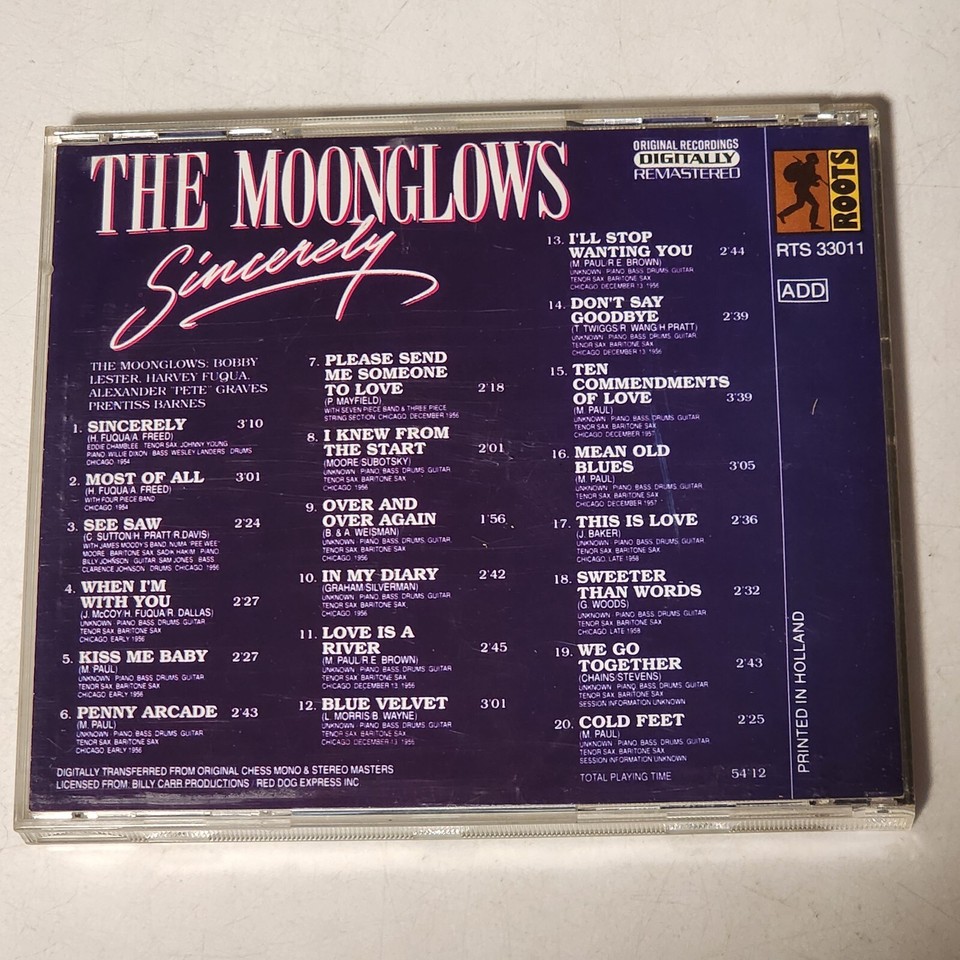 THE MOONGLOWS SINCERELY CD ROOTS RECORDS | eBay