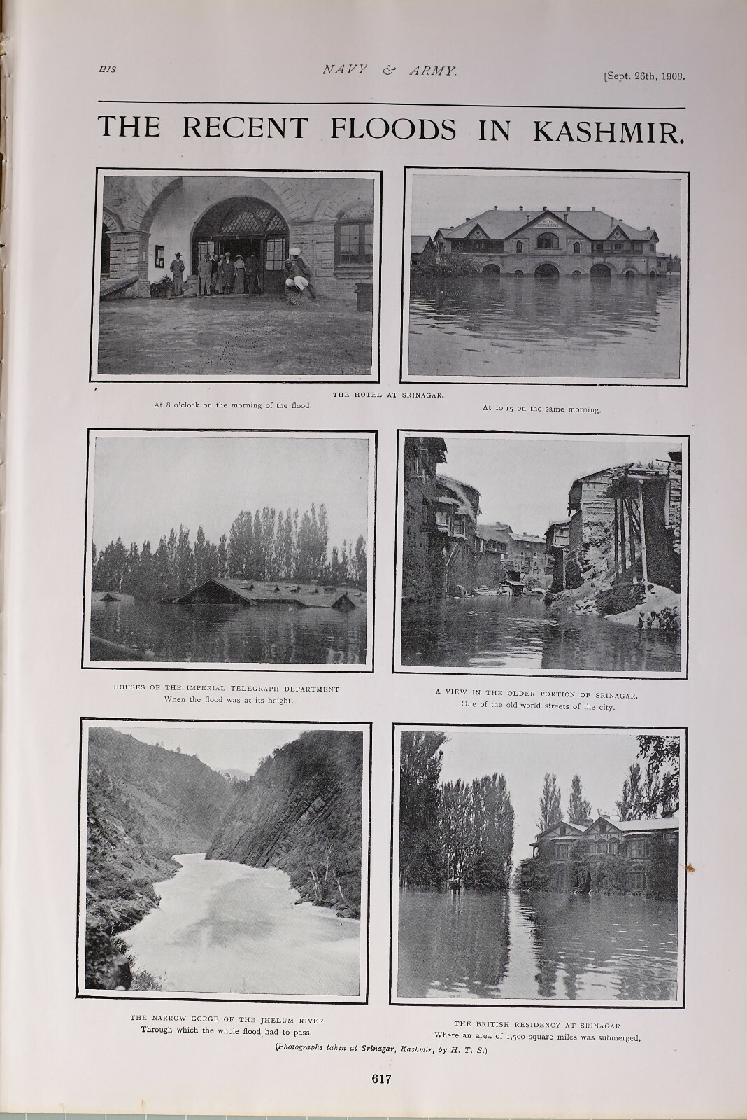 1903 PRINT FLOODS IN KASHMIR JHELUM RIVER IMPERIAL TELEGRAPH DEPARTMENT ...