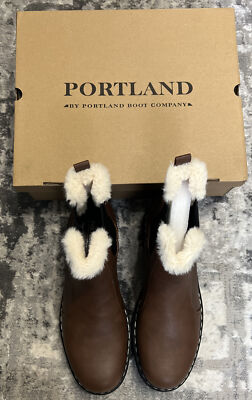 PORTLAND by Portland Boot Company Women's Faux Fur Trim Chelsea Boots ...