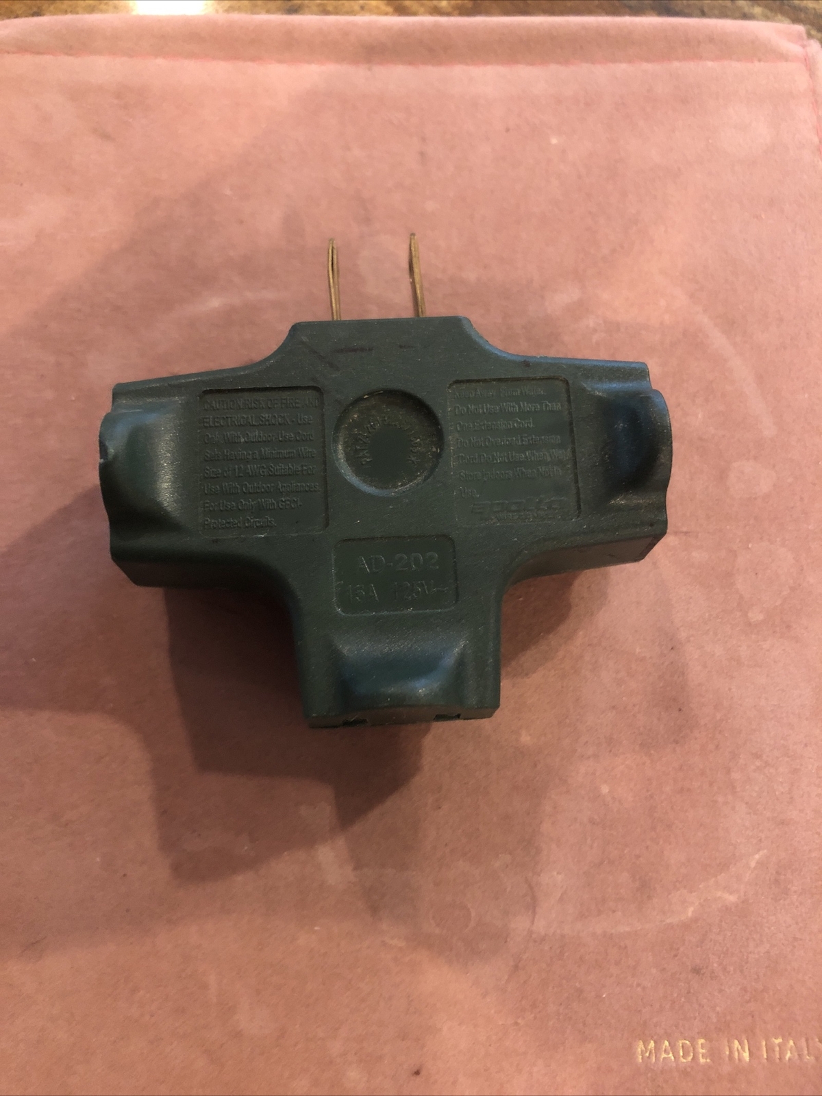 intertek 3182798 wall plug with 3 outlets green | eBay