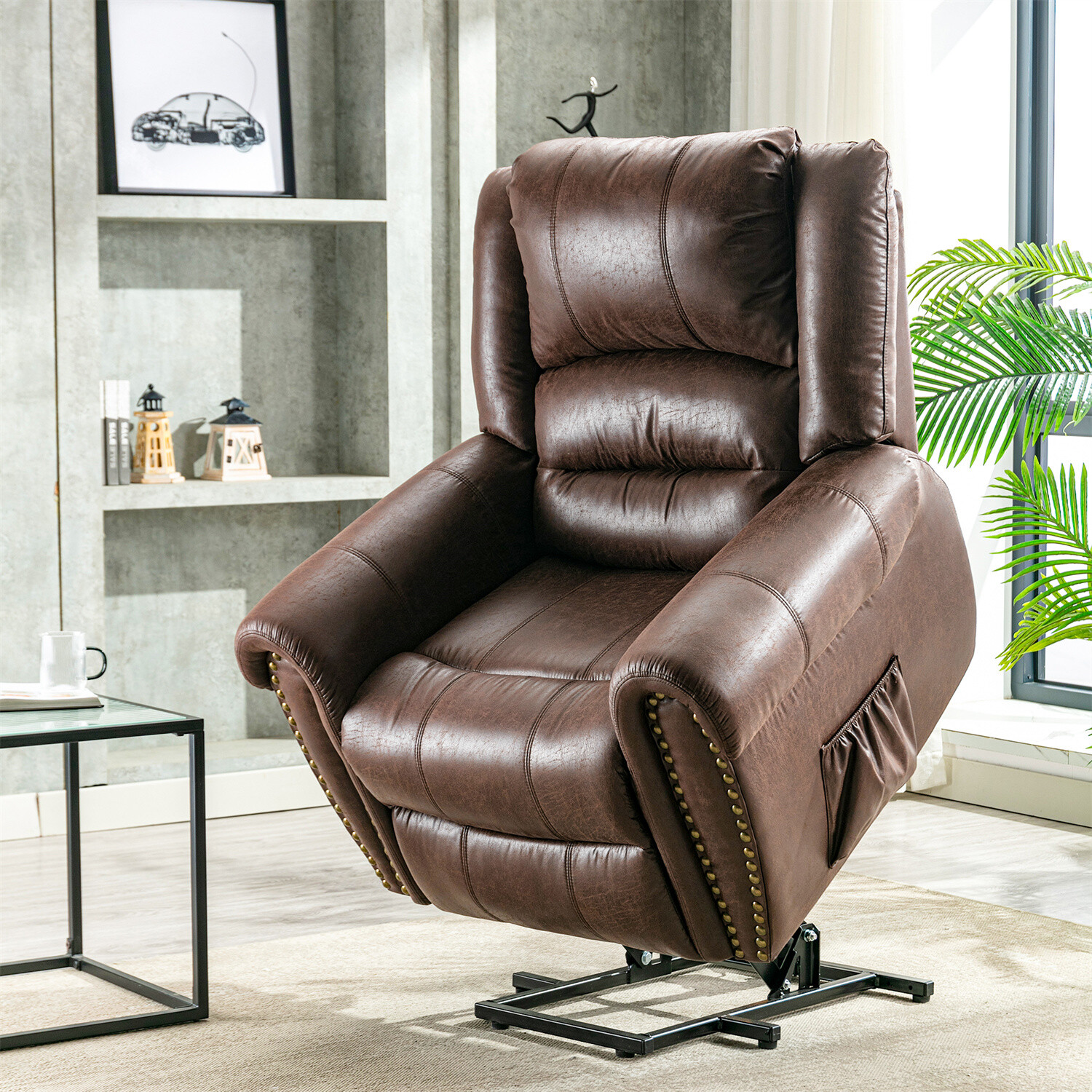 Leather Electric Power Lift Riser Recliner Chair Massage Heat Armchair ...
