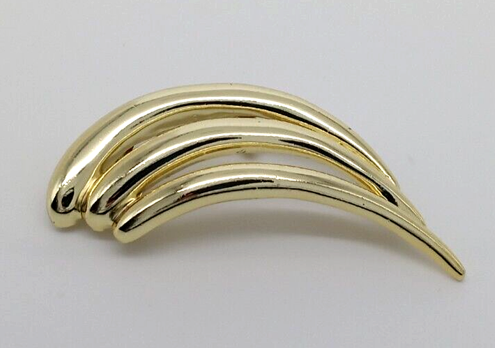 Piscitelli Brooch Pin MCM Modernist Waves Gold Tone Metal Retro Vintage ...
