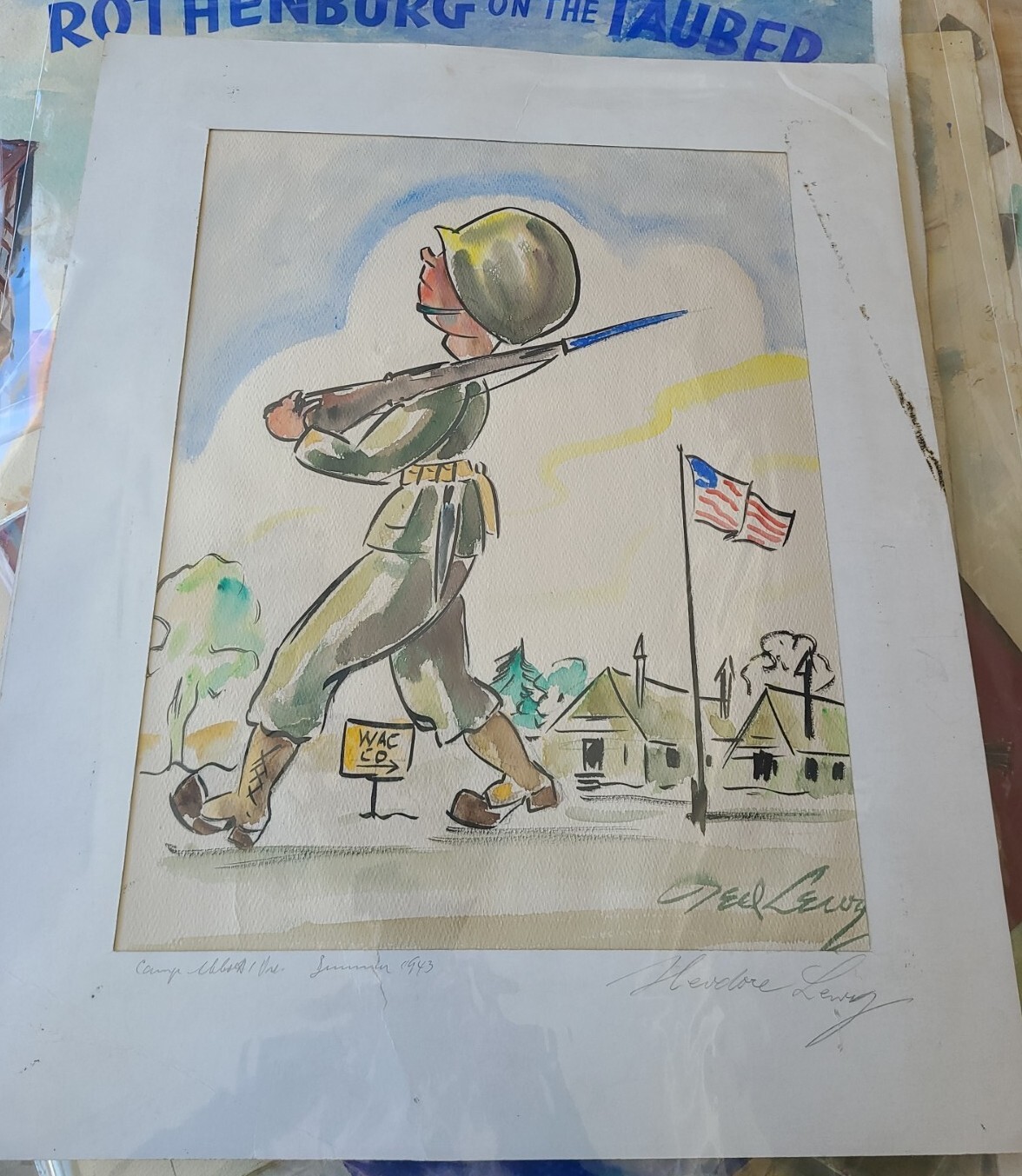 Ted Lewy Lot of 4 Original WWII Illustrations / Cartoons Military WAC ...