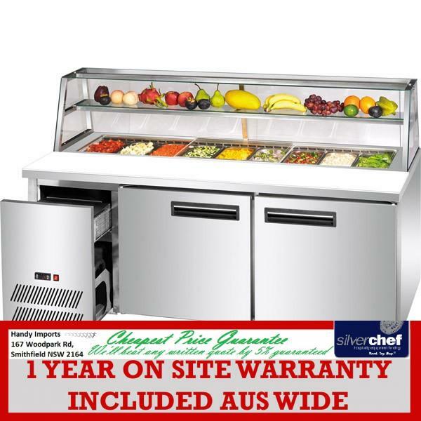 FED two door Deluxe Sandwich Bar fridge pizza bench chiller preparation ...