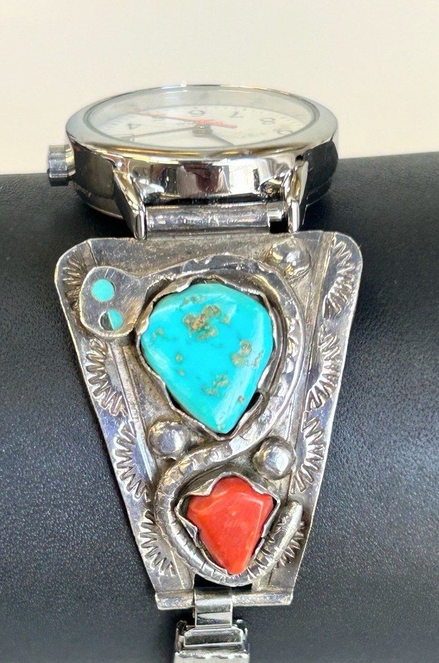 Effie C Zuni Vintage Native American Sterling Silver Turquoise Coral ...