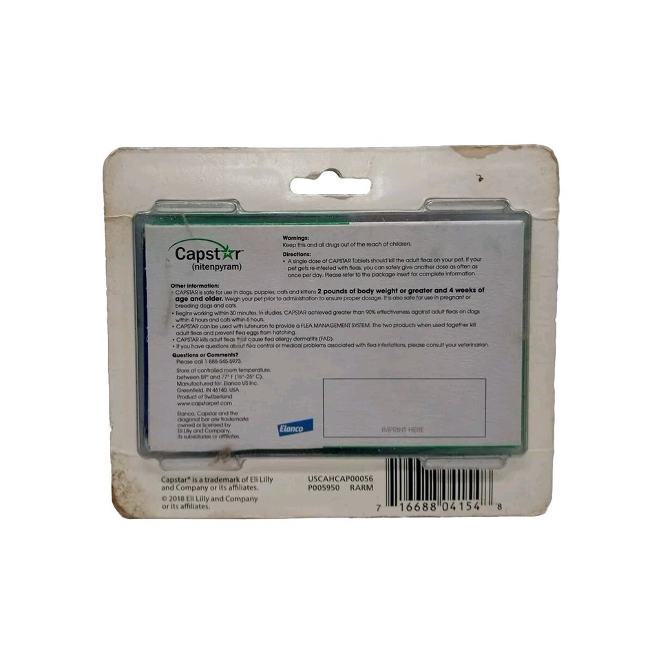 Capstar Oral Treatment For Dogs Over 25 lbs, 6 Tablets GREEN | eBay