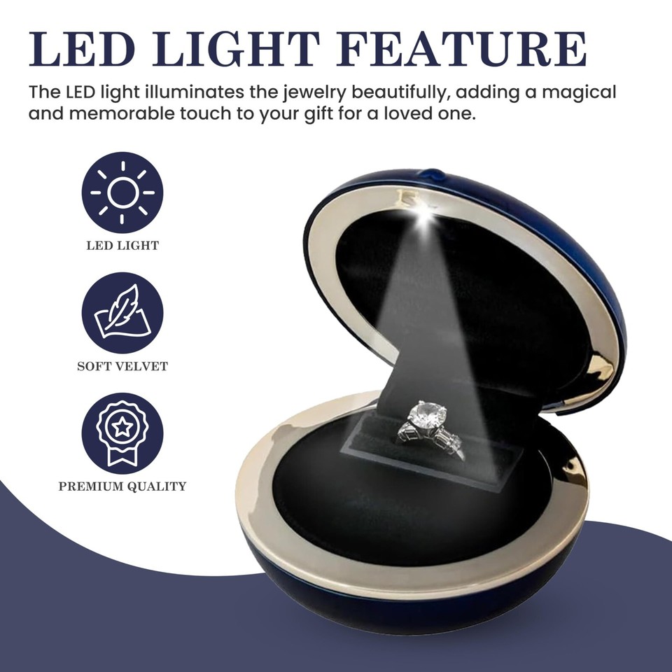 Novel Box Slim Ring Box with LED Light for Engagement Wedding Special ...