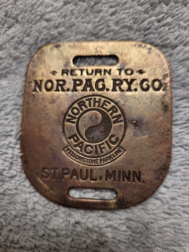 Antique Northern Pacific Railway Train Brass Tag marked Yellowstone ...
