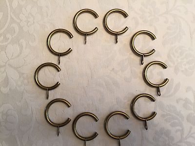 10x Small Metal Antique Brass Passing Passover Curtain Rings fits 16 to ...