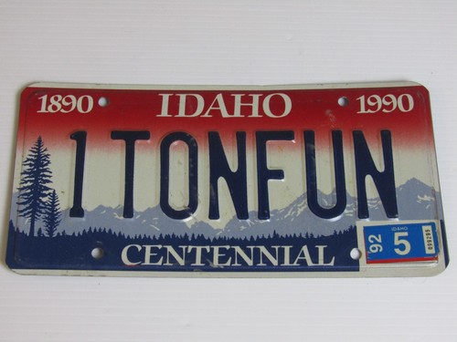 Idaho License Plate 1TONFUN expired vanity personalized Centennial | eBay