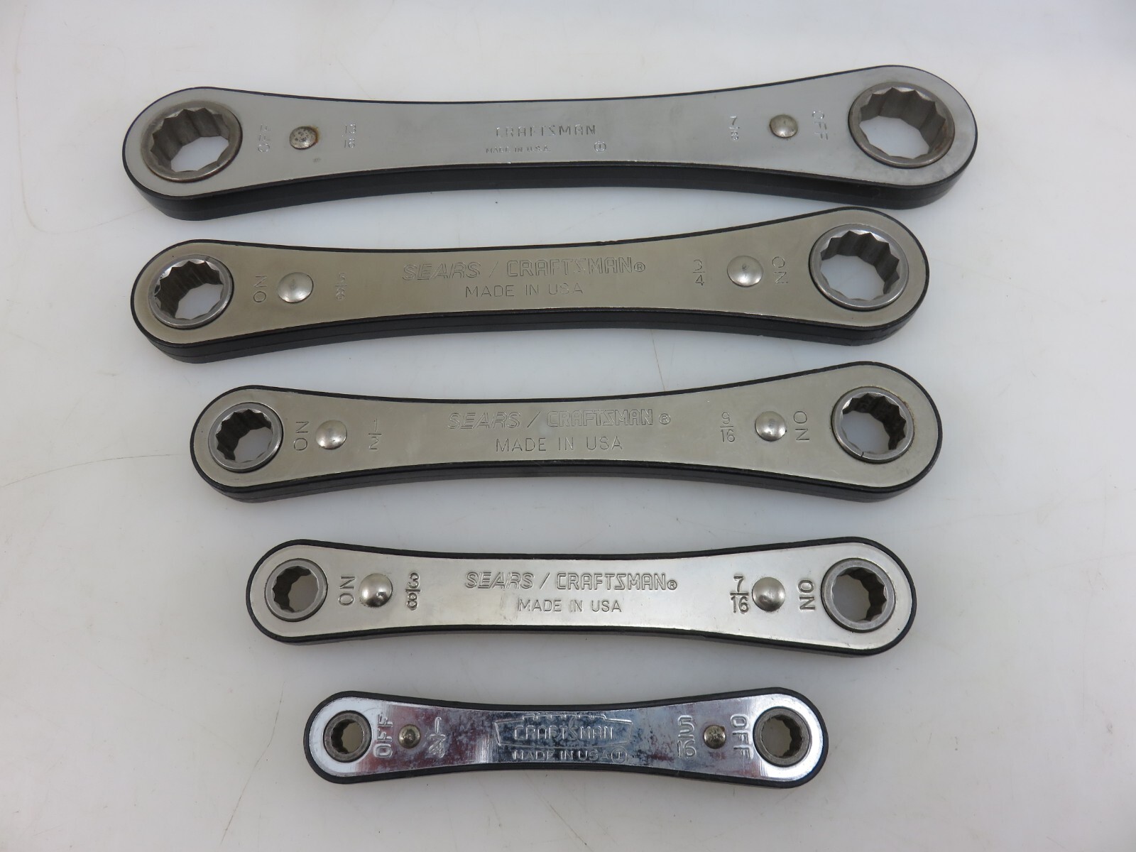 Craftsman Double Box End Ratcheting Wrench Set 5pc 1/4"-7/8" 12pt Made ...