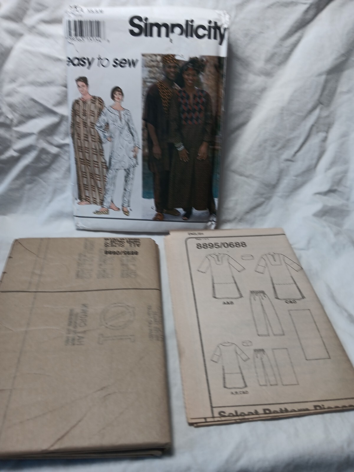 1996 Vintage SIMPLICITY Sewing Pattern 8895 Unisex CAFTAN Easy Sew UC ...