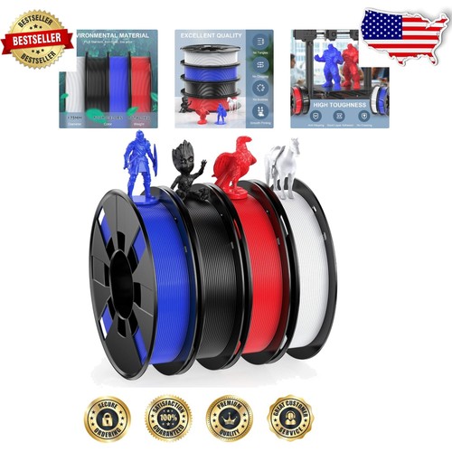 High-Quality 1.75mm PLA Filament Pack: 4 Colors for Precision 3D ...