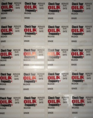 20 Clear Static Cling Oil Change Reminder Stickers | Aftermarket ...