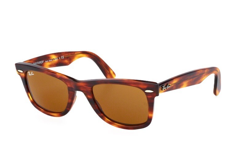 Ray-Ban 2140 Wayfarer Polished Striped Havana Classic B-15 Sunglasses ...