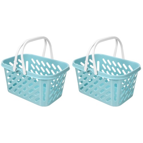 2 Count Plastic Shopping Basket Toy Play Carry for Kid Baskets with ...