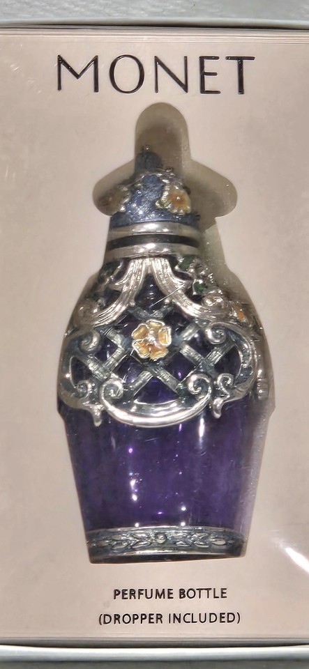 NEW 1980s MONET Taj Mahal Amethyst Silver Enameled Encrusted Perfume ...