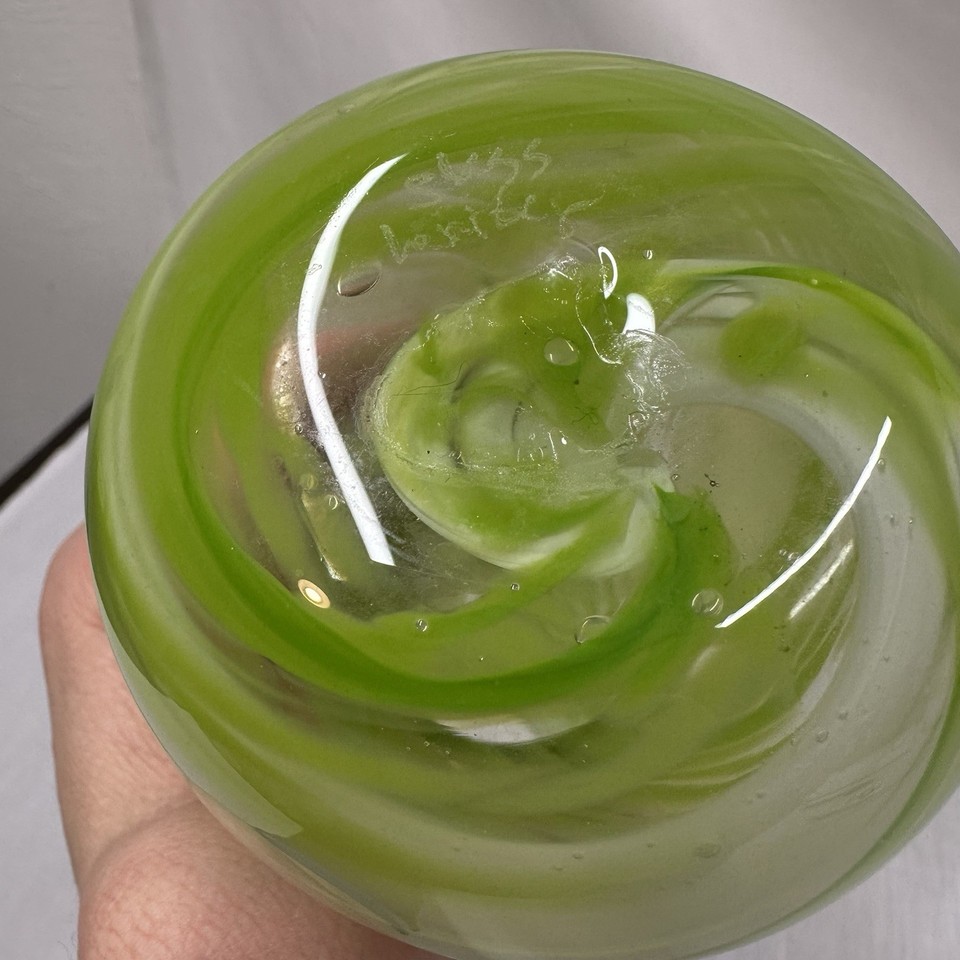 Hand blown glass Heritage Vase Green White Clear MCM | eBay