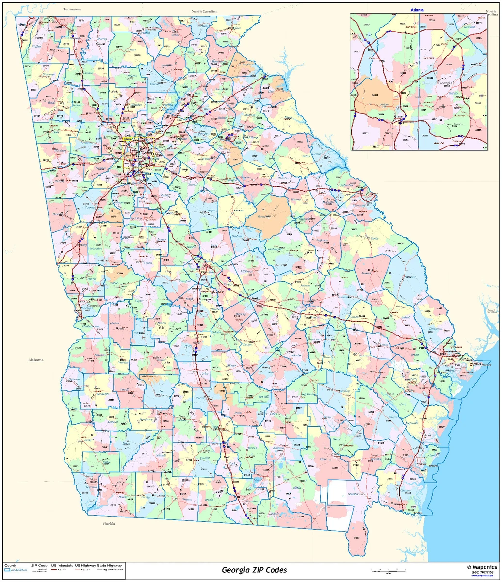 Laminated Zip Code Maps
