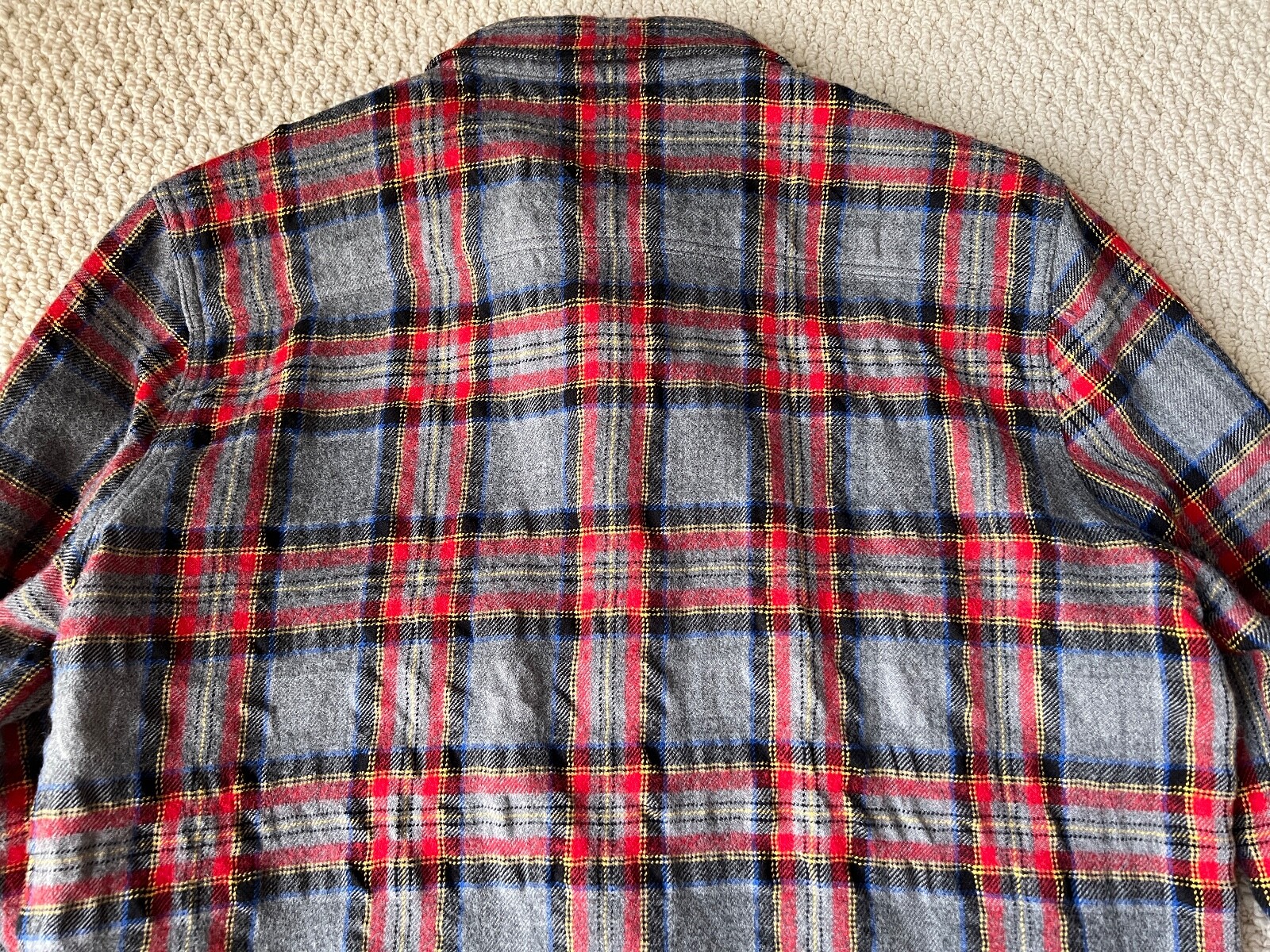New Saint Laurent YSL Gray Red Check Print Western Crop Flannel Shirt ...