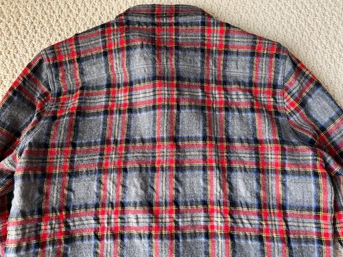 New Saint Laurent YSL Gray Red Check Print Western Crop Flannel Shirt ...