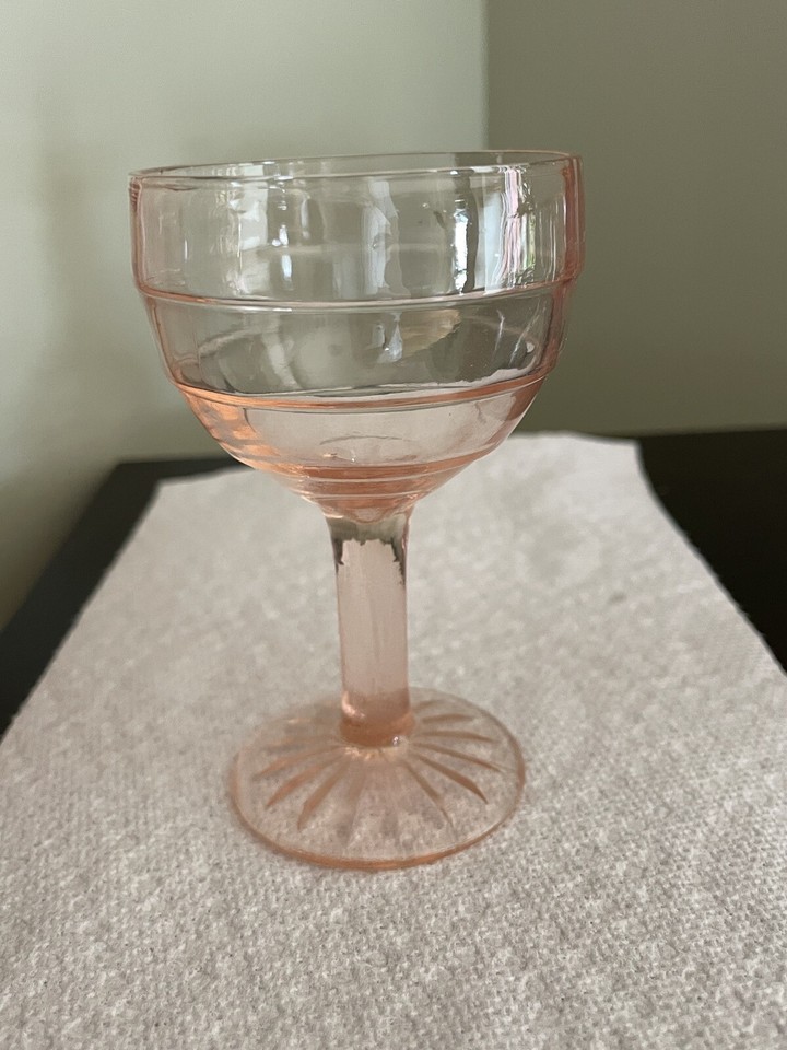 Lot 5 Anchor Hocking BLOCK OPTIC Pink Depression Liquor Cocktail ...