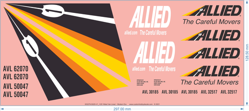 'Allied Van Lines' - 1/16 1/25 1/50 1/87 1/160 - Water Decal | eBay