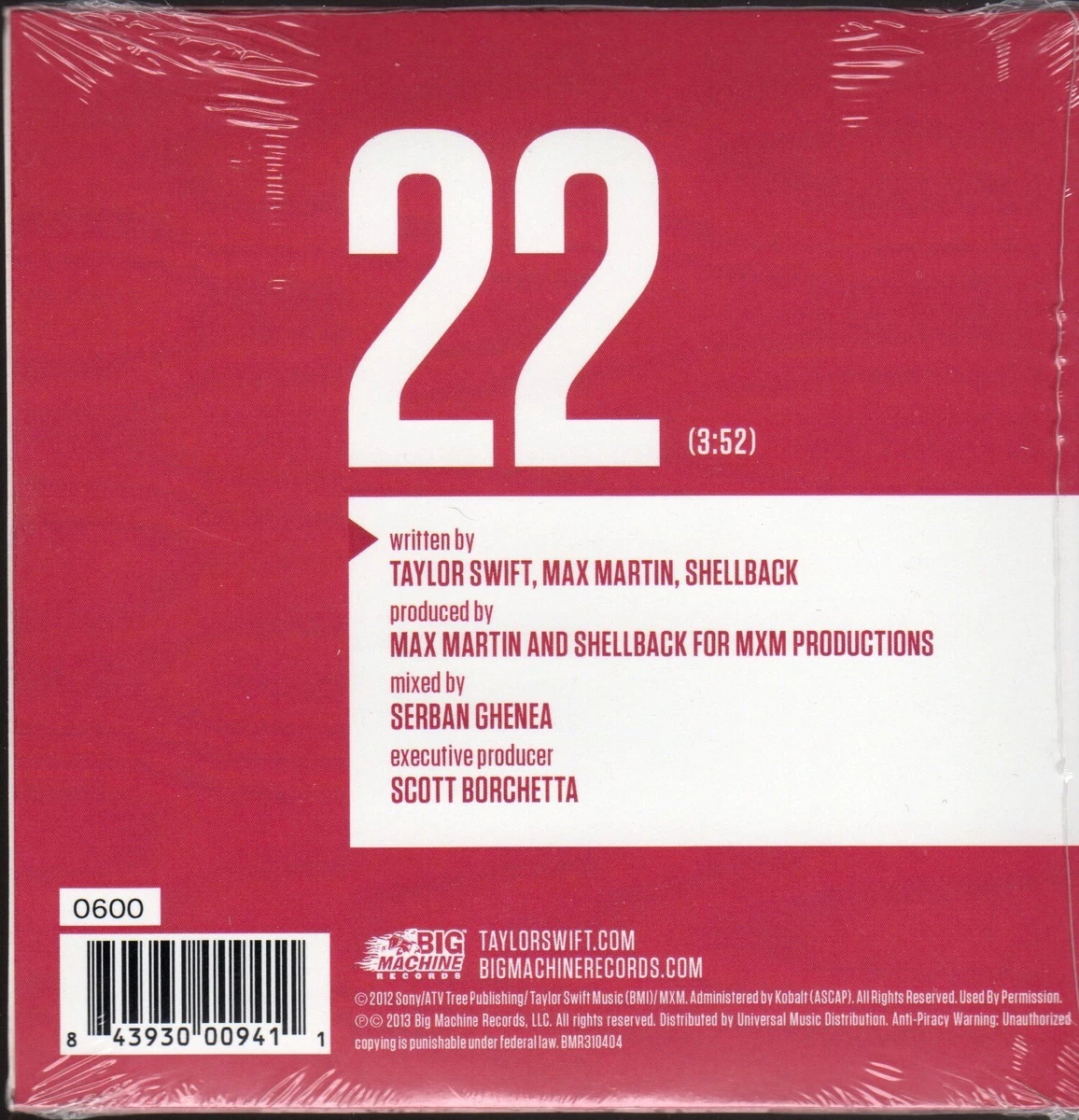 22 Taylor Swift Single Cover