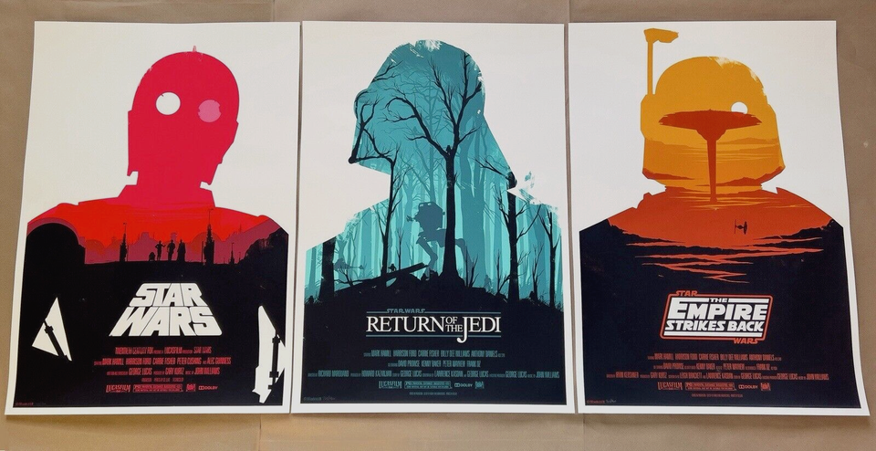 Olly Moss STAR WARS TRILOGY Poster SET MONDO Screen Prints EMPIRE JEDI ...