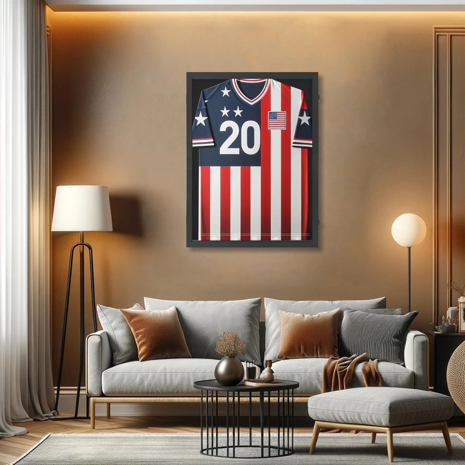 Wooden Jersey Frame Display Case 1 Pack, Large Sports Jersey Shadow Box ...