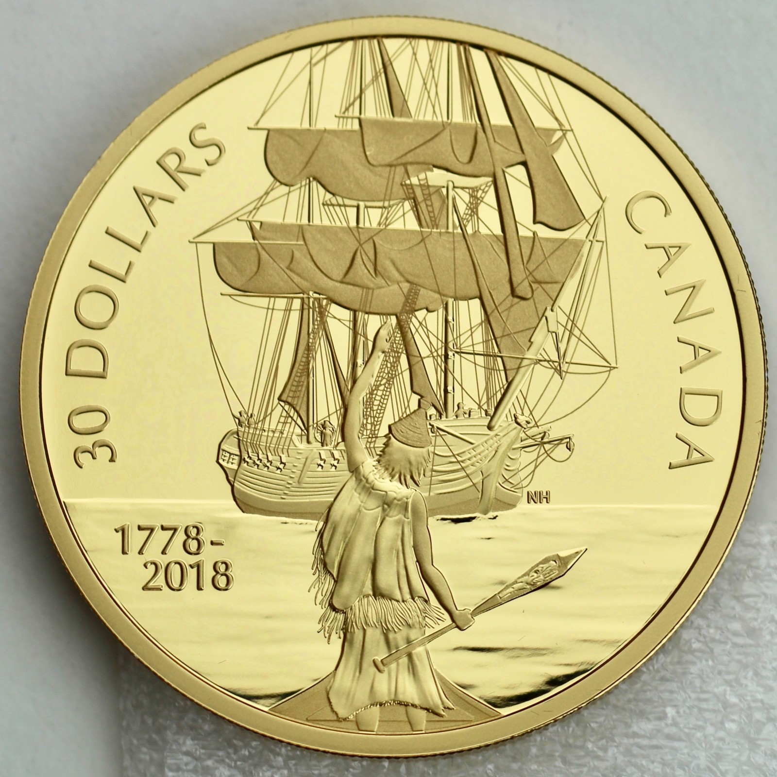 2018 $30 Captain Cook and the HMS Resolution 2 oz. Pure Silver Gold ...