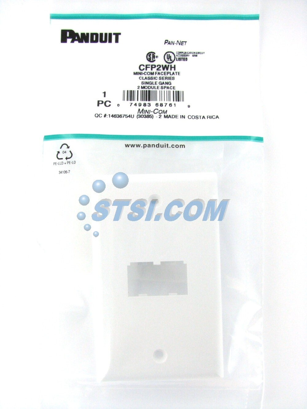 Panduit CFP2WH 2-Port Mini-Com Faceplate, Classic Series, White ~STSI ...