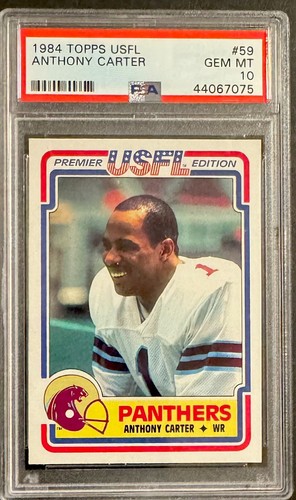 PSA 10 1984 Topps USFL Anthony Carter #59 Rookie RC Panthers GEM MINT ...