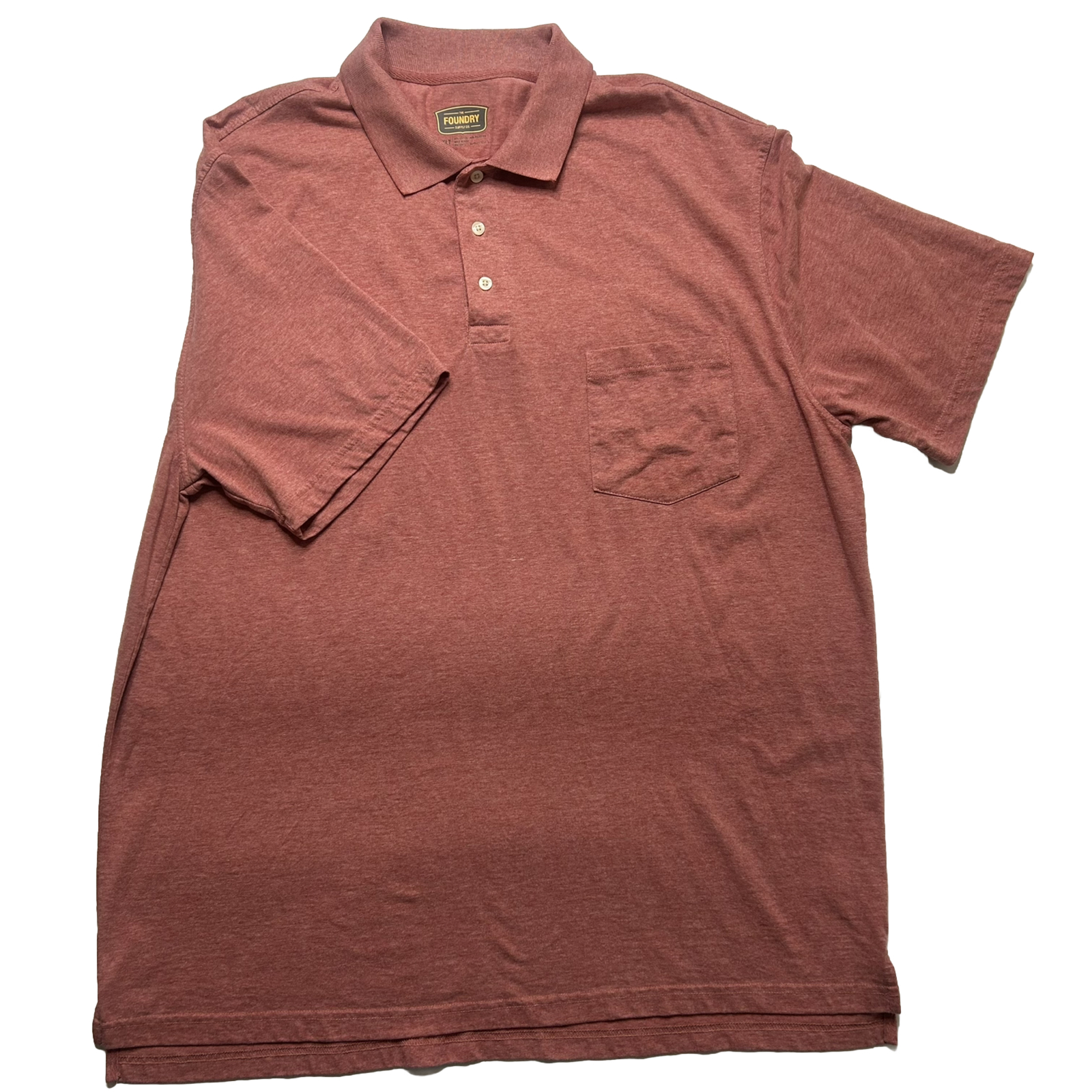 The Foundry 2XLT Polo Short Sleeve Shirt Red Button Golf Office Cotton ...