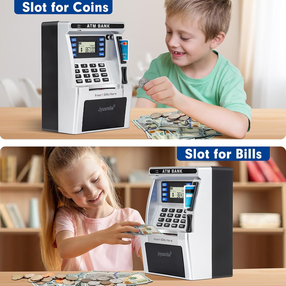 ATM Piggy Bank for Kids, ATM Machine for Real Money with Debit Card ...