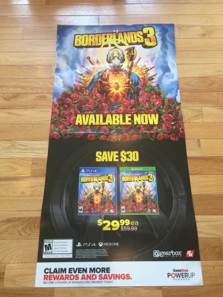 Lot of 2 Large Borderlands 3 Game GameStop Promo Posters | eBay