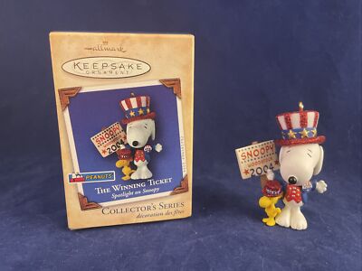 Hallmark SNOOPY 2004 ORNAMENT 'THE WINNING TICKET" US Presidential ...