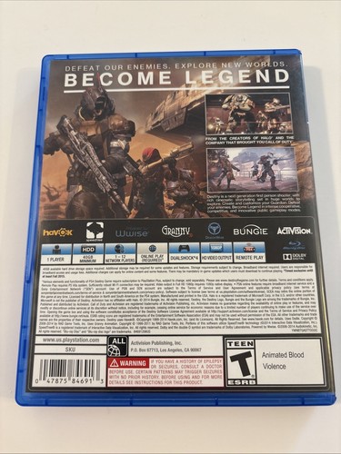 Destiny (Sony PlayStation 4, 2014) PS4, Complete Disc & Case + inserts ...