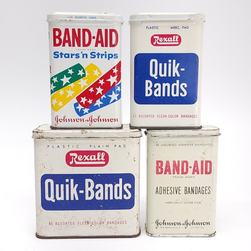 Lot of 4 Vintage Band-Aid Tins Metal Boxes Containers Johnson & Johnson ...
