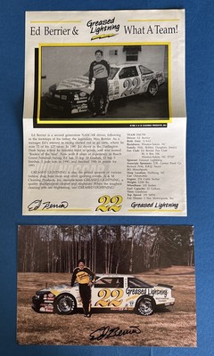 ED BERRIER Greased Lightning SIGNED 6x9 Hero Team Card NASCAR Auto ...