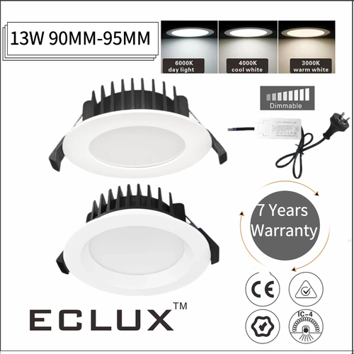 13w Led Downlights Dim Tri-Color Changeable Ip44 90mm-100mm cutout IC-4 ...