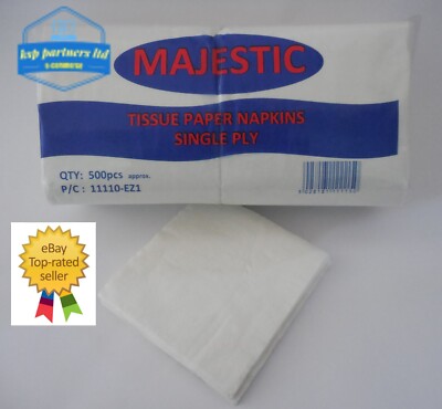 1Ply White Paper Napkins Serviettes 30cm x 30cm Catering Party Takeaway ...