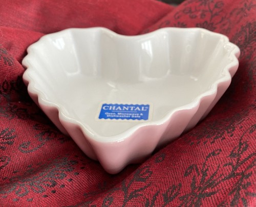 Pink Chantal Heart Shaped Brûlée Dish 1 1/4 Cup Scalloped Edges New w ...