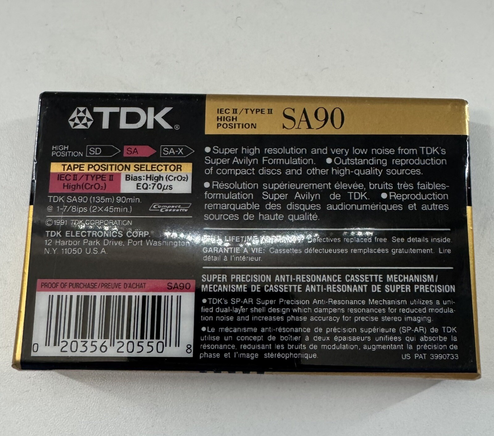 TDK SA90 Super High Resolution IEC II - Type II Blank Cassette Tape ...