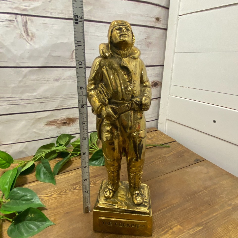 The Cockpit Brass Aviator Pilot w Gun Holster Statue Aviation Sculpture ...