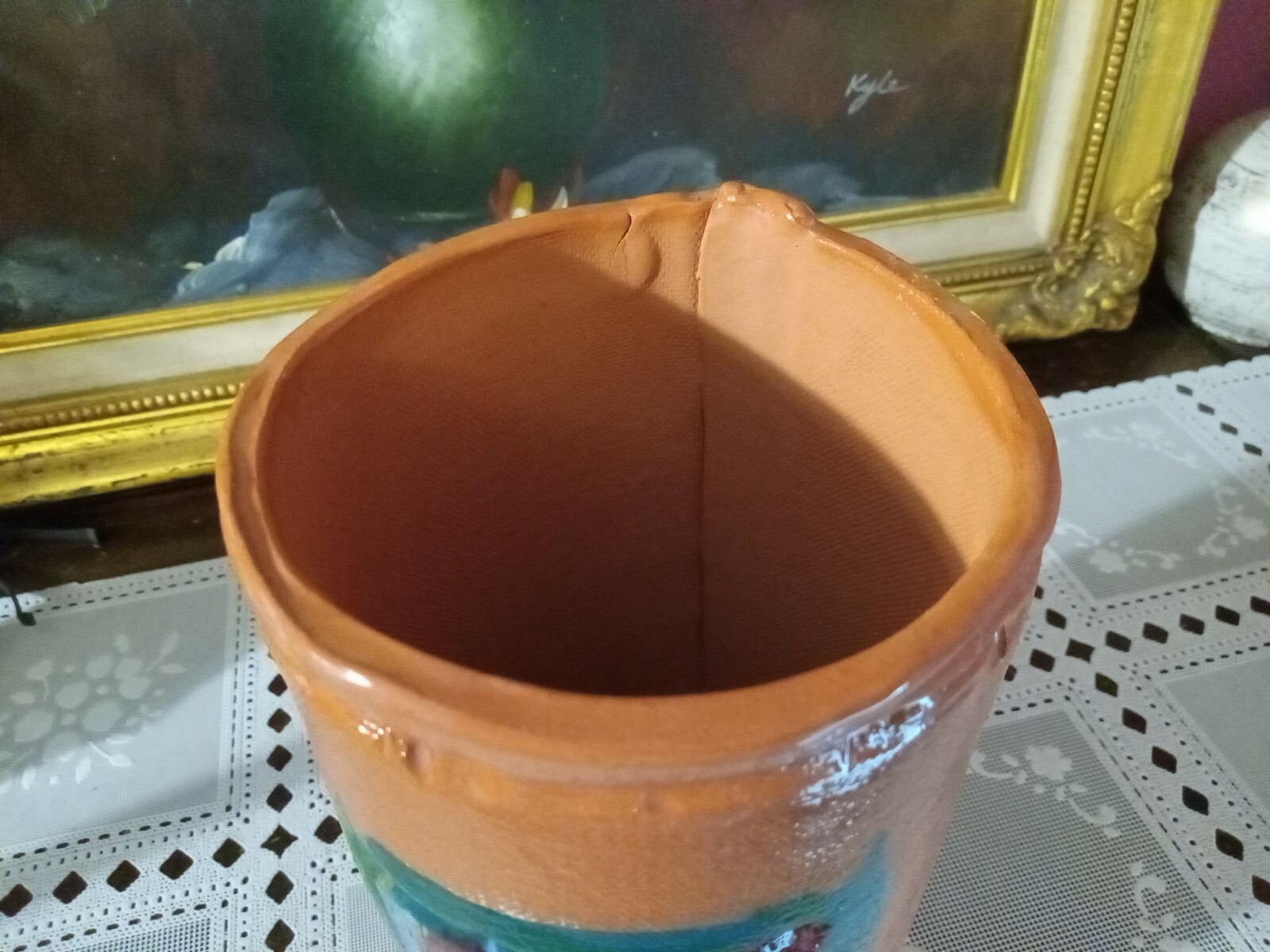 Hand Turned And Decorated Red Clay Art Pottery Vase Or Jar Signed 7.5 ...