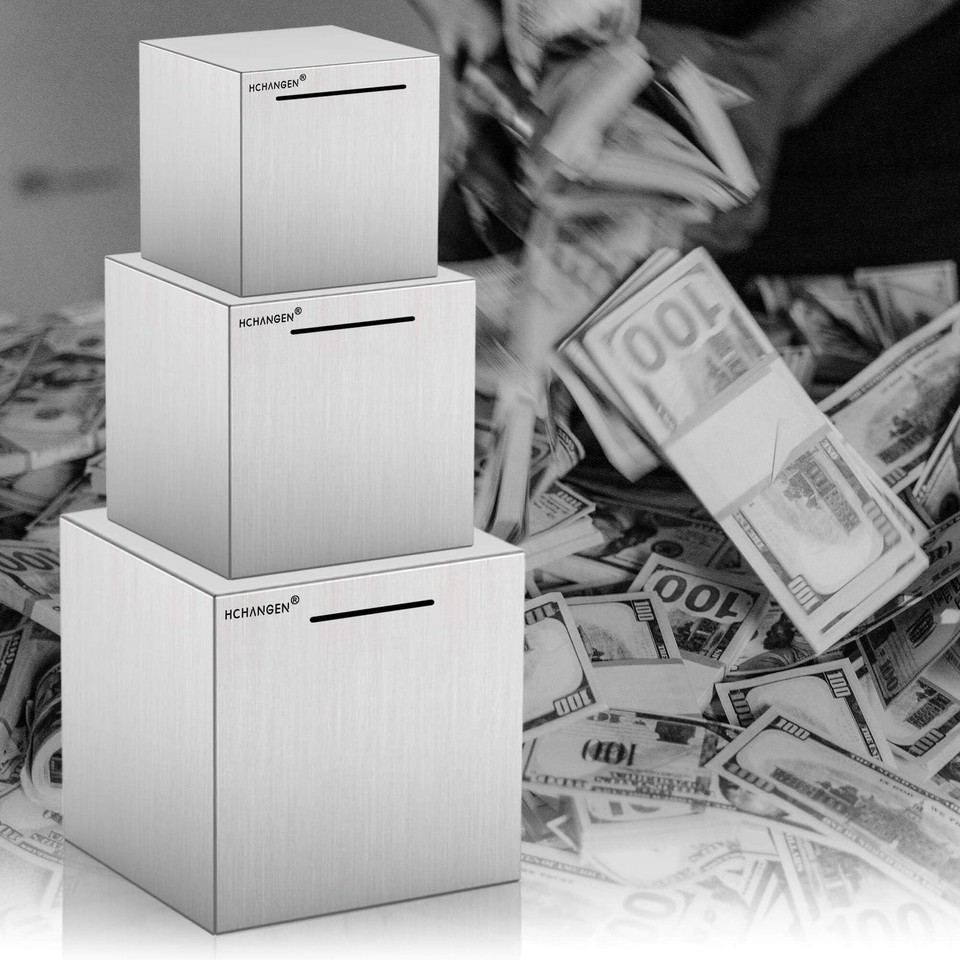 Unbreakable Stainless Steel Piggy Bank Money Box Safe for Cash Saving ...