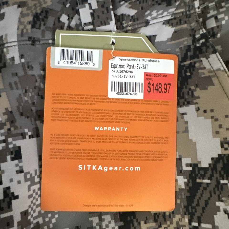 SITKA Equinox Pant, Color: Optifade Elevated II (50261-EV) | eBay