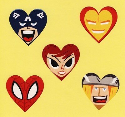 10 Marvel Valentine's Day Heart Shaped - Large Stickers - Black Widow ...