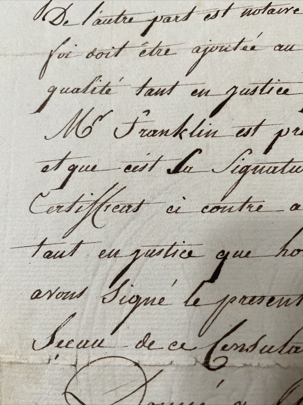 1786 French Letter Pierre Francois Ref: Benjamin Franklin Signature ...